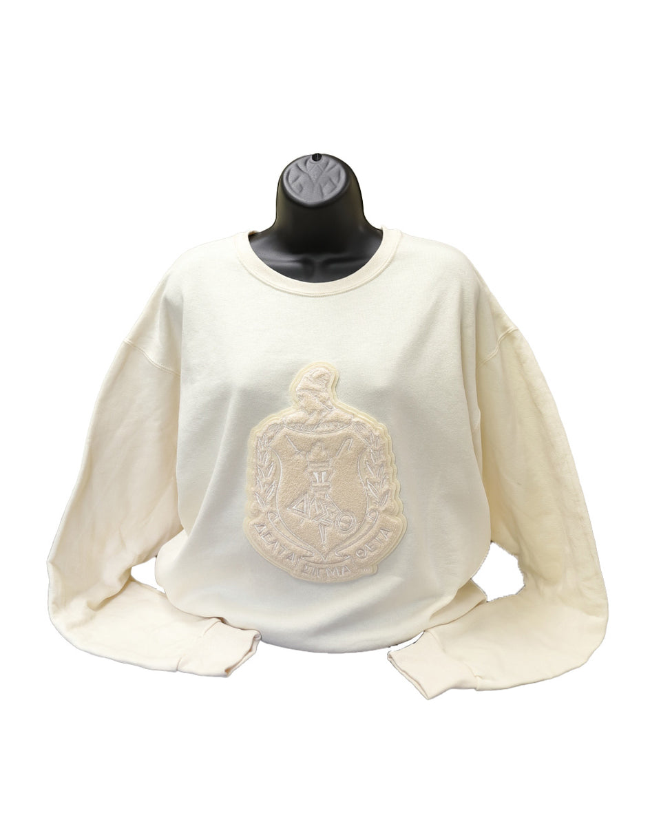 Delta Cream Sweatshirt with Cream Chenille Shield – Buy1913.com