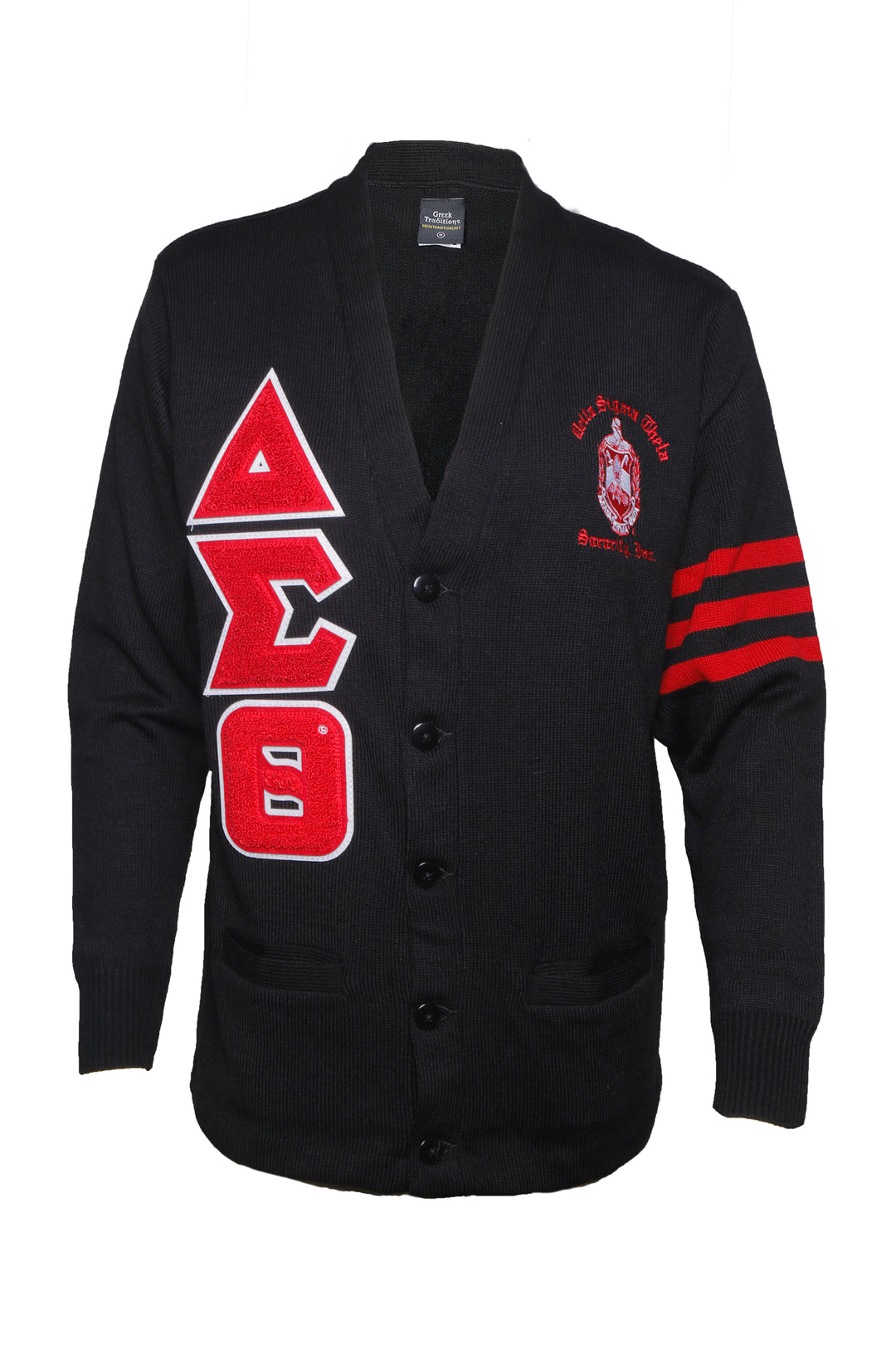 Delta Sigma Theta Black Classic Varsity Old School Sweater with Chenil ...